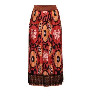 LALIPOP DESIGN Pleated Maxi Skirt With Guipure Lace - Black