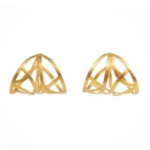 MERAKI BY RASHMI BAJAJ Fine Line Sculptural Plated Hoop Earrings - Gold