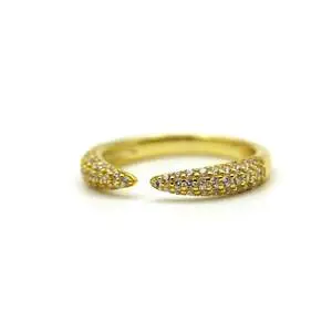 VICSTONENYC FINE JEWELRY 14k Gold Open Cuff Ring With Lab Diamond - Yellow