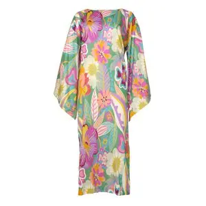 TIGER AND THE MONKEY Jennifer Cotton Floral Kaftan Dress - Green