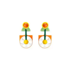 GISSA BICALHO Daisy Acrylic Pendant Earrings - Orange/green