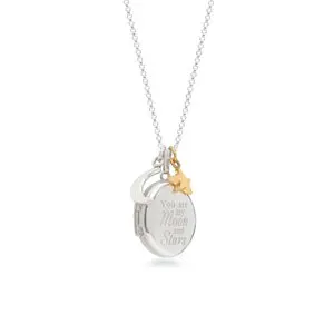 LIME TREE DESIGN Engraved Sterling Silver Locket Necklace - Gold/silver