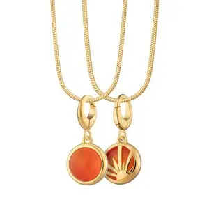 LILY CHARMED Plated Orange Agate Healing Stone Necklace With Harmony Charm - Gold