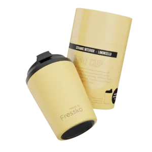 Fressko Bino 8oz / 227ml Reusable Coffee Cup, Ceramic Limoncello - Yellow