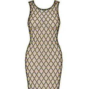 LIVE KOLIBRI Hand-woven Crochet Dress With Gold Beads - Black