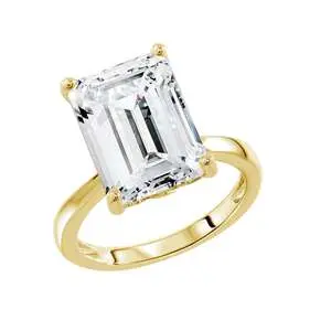 DIAMONBLISS Ten Carat Emerald Cut Cocktail Ring - Gold