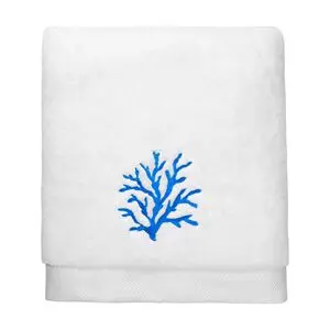 KM HOME COLLECTION Turquoise Coral Embroidery Bath Towel - Blue/orange