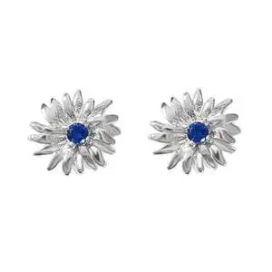 HARFI Sapphire Aster Sterling Silver Stud Earrings - Blue/silver