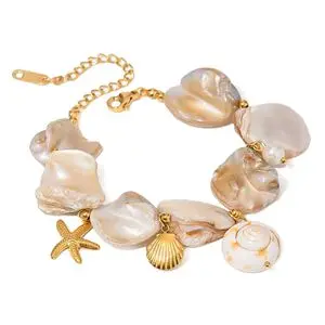 OLIVIA LE Shelly Seashell Charm Bracelet - Gold