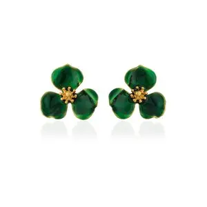 MILOU JEWELRY Bloom Flower Earrings - Green