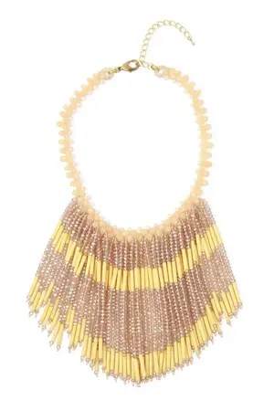 Saachi Beaded Fringe Necklace - Gold