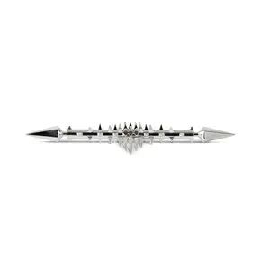 KASUN LONDON Collar Bar With Armoured Studded Sleeve - Silver