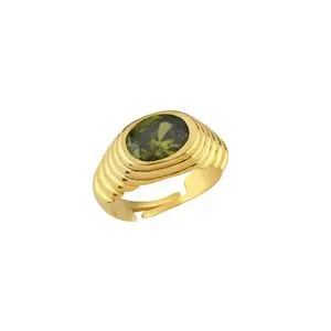LINYA JEWELLERY Lyra Oval Crystal Stone Knight Ring - Gold