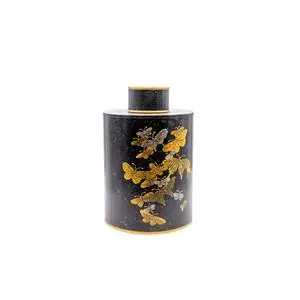 NILA PARMAR DESIGNS Butterfly Metal Vase With Lid - Black