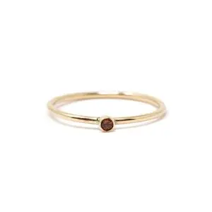 NASI SILVER Slim Single Stone Garnet Ring - Red