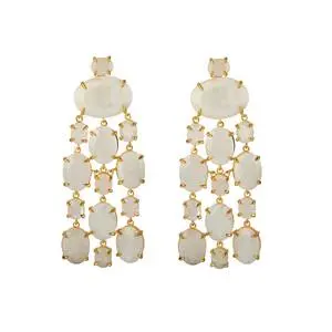 Bounkit Marysol Moonstone Clip-on Earrings - White