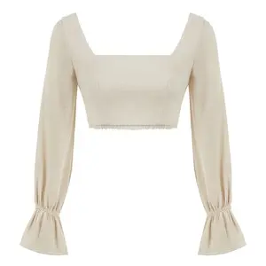 LILAMIE Lilamie Venice Square Neck Long Sleeve Beach Bustier Top