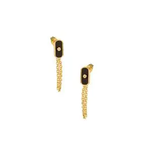 ADRIANA PAPPAS DESIGNS Chained Tablet Stud Earrings - Black
