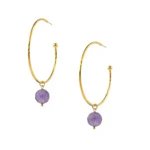 JAREDJAMIN Medium Quartz Drop Hoop Earrings - Purple