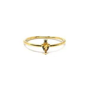 NASI SILVER Pear Atarah Ring With Citrine And White Topaz - Yellow