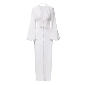 LITA COUTURE Ample-sleeve Silk Dress