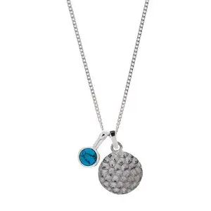 CHARLOTTE'S WEB JEWELLERY Lakshmi Hammered Disc Necklace With Turquoise Charm - Silver