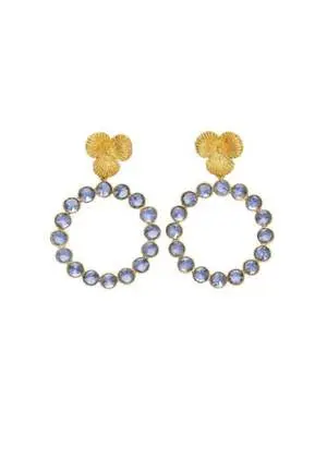 DECOLET THE LABEL Bianca Crystal Hoop Earrings - Gold