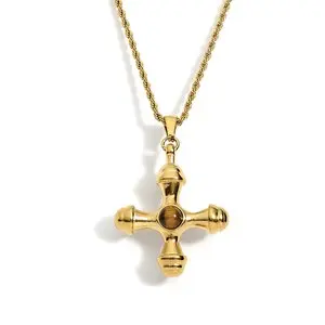 OLIVIA LE Adalena Vintage Cross Pendant Necklace - Gold