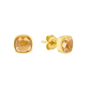 AUREE JEWELLERY Brooklyn Citrine & Gold Vermeil Stud Earrings - Gold/yellow