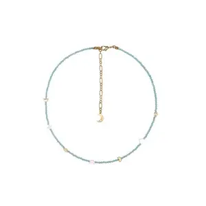 AUROZIA Evil Eye Moon & Heart Amazonite Choker Necklace & Bracelet - Blue