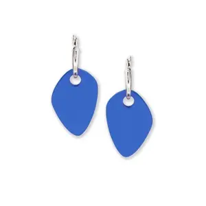 BY CHAVELLI Modern Art Drop Charm Hoop Earrings - Blue