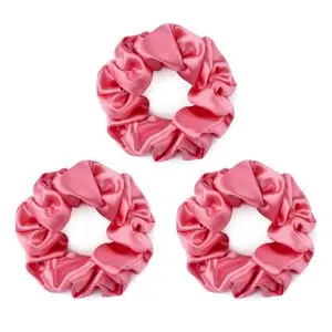 SILK WORKS Mulberry Silk Scrunchie Set - Pink