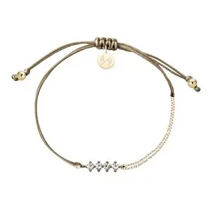 ADRIANA PAPPAS DESIGNS Cz Crystal Bar Bracelet On Colored Cord - Brown