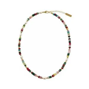 ANGEL BAROCCO Multi-stone Pearl Necklace - Gray/yellow
