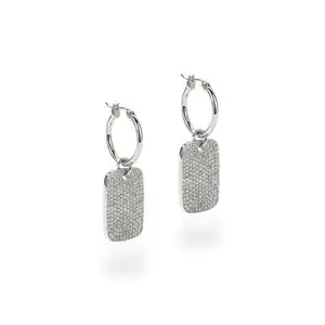 JAREDJAMIN Robin Pave Charm Hoop Earrings - Silver