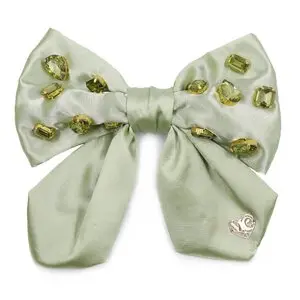 MISS CICCONI Sofia Silk Bow Hair Clip - Green