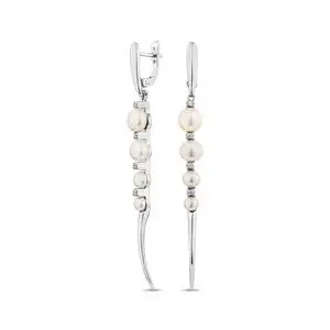 SALLY SKOUFIS Luna Alchemy Earrings With Pearl And Cubic Zirconia - Silver/white