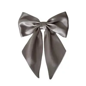 SYLKI Satin Bow Hair Clip - Silver