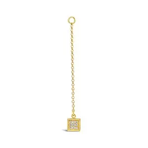 LUTIRO Single Chain Earring With Square Cz Charm - Gold