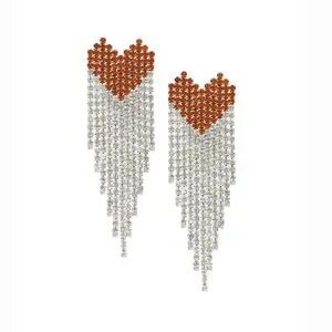 MAISON DE GALA Mia Crystal Heart Dangle Earrings - White