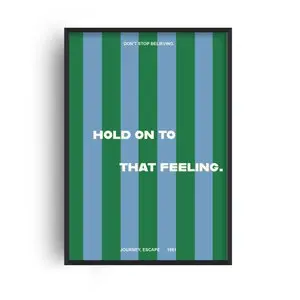 FANCLUB Blue / Green Don't Stop Believing Journey Music Giclée Art Print 1980's Music Giclée Art Print A2 - Blue/green