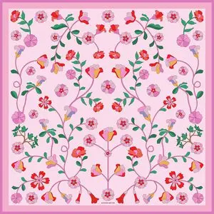 JESSIE ZHAO NEW YORK Pink / Blue Blush Botanica Double Sided Silk Scarf Pink/blue
