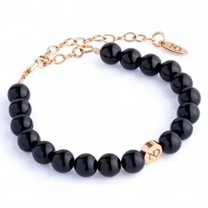 N'DAMUS LONDON Adjustable Onyx Gemstone Bracelet & Gold Chain - Black