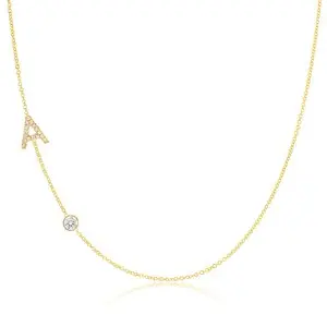 Maya Brenner Designs Monogram Pavé Necklace With Diamond - Gold