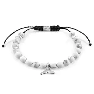 ANCHOR & CREW Howlite Mini Whale Macrame Bracelet - White