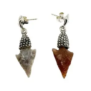 TG-JEWELLERY BY TAMARA GERVASIO Arrowhead Dangle Earrings - Silver/grey/brown