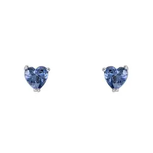 LATELITA Asscher Cut Heart Stud Earrings - Blue/silver
