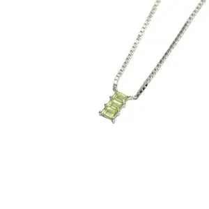 NASI SILVER Baguette Nahar Necklace - Green