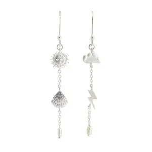 RIZE Silver Monsoon Summer Drop Earrings - Silver/white