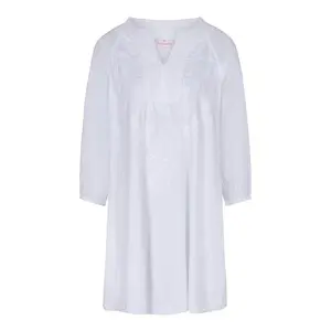 LA MANDARINE Beach Kaftan Embroidered Beach Kaftan. Handmade Beach Coverup - White